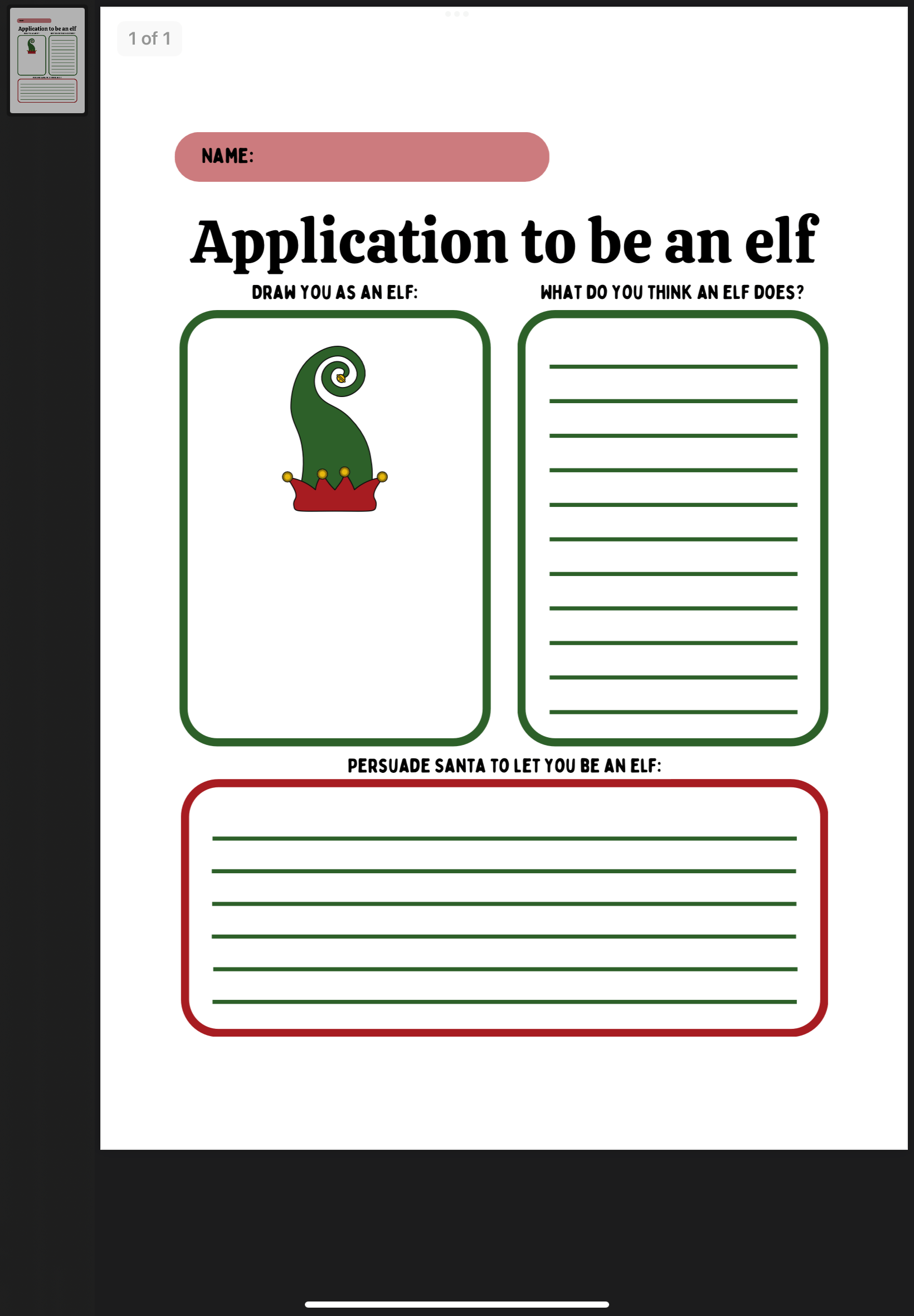 Mash > Christmas > Elf Application form (Creative Writing Worksheet)