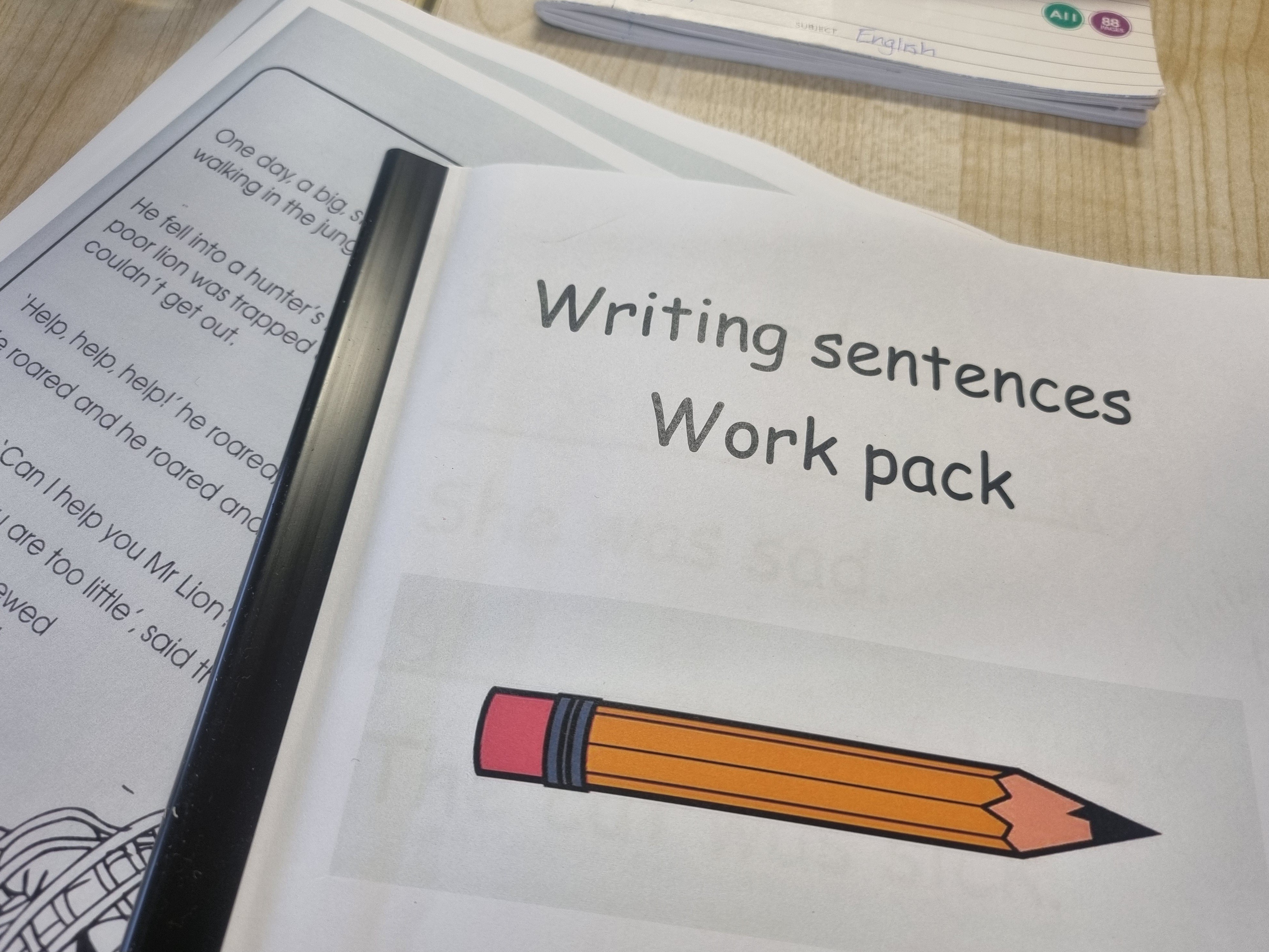 Mash > Infants > Writing sentences workpack