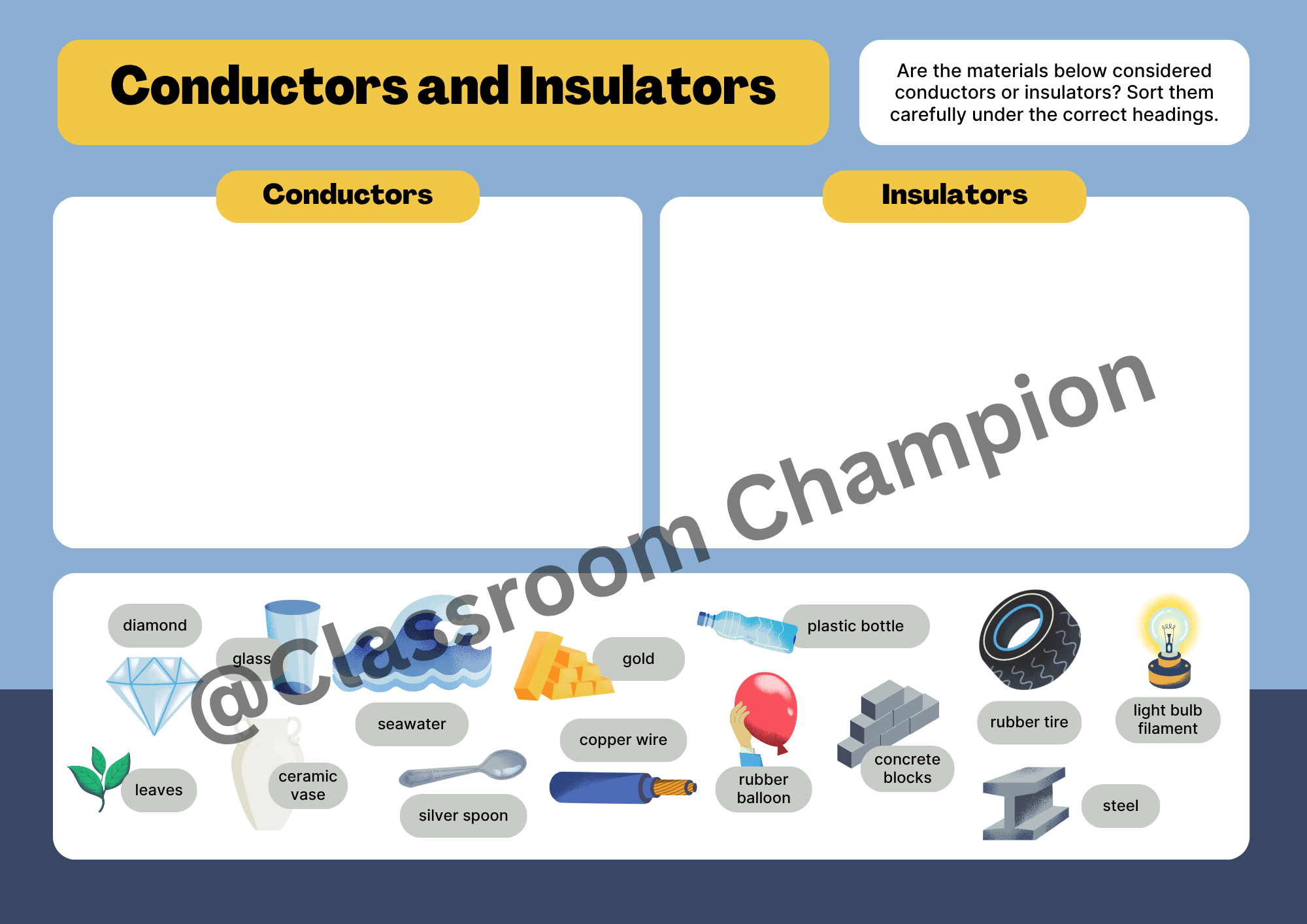 Mash > 3rd / 4th Class > Conductors & Insulators Worksheet