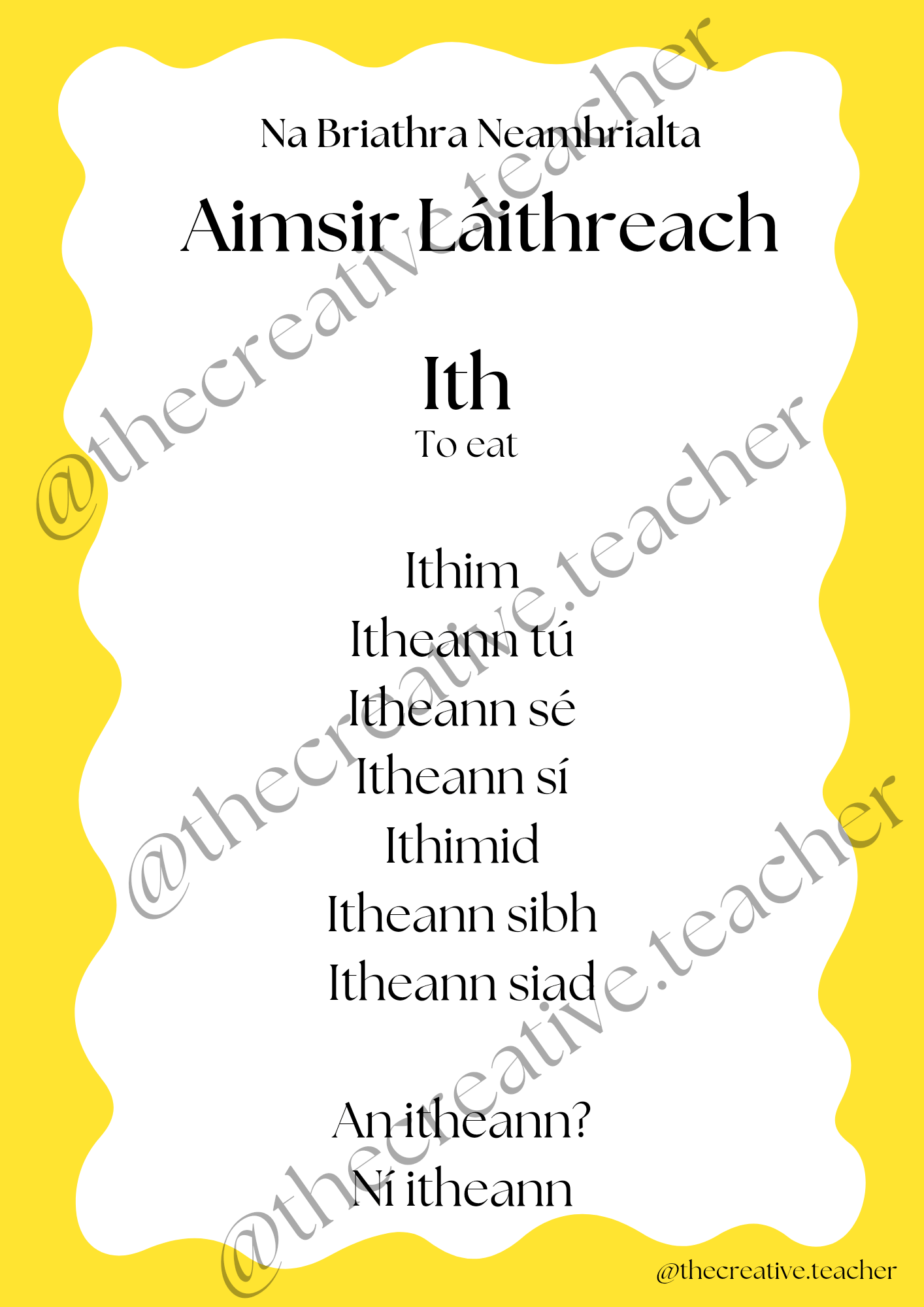 Mash > School / Scoil > Na Briathra Neamhrialta - An Aimsir Láithreach
