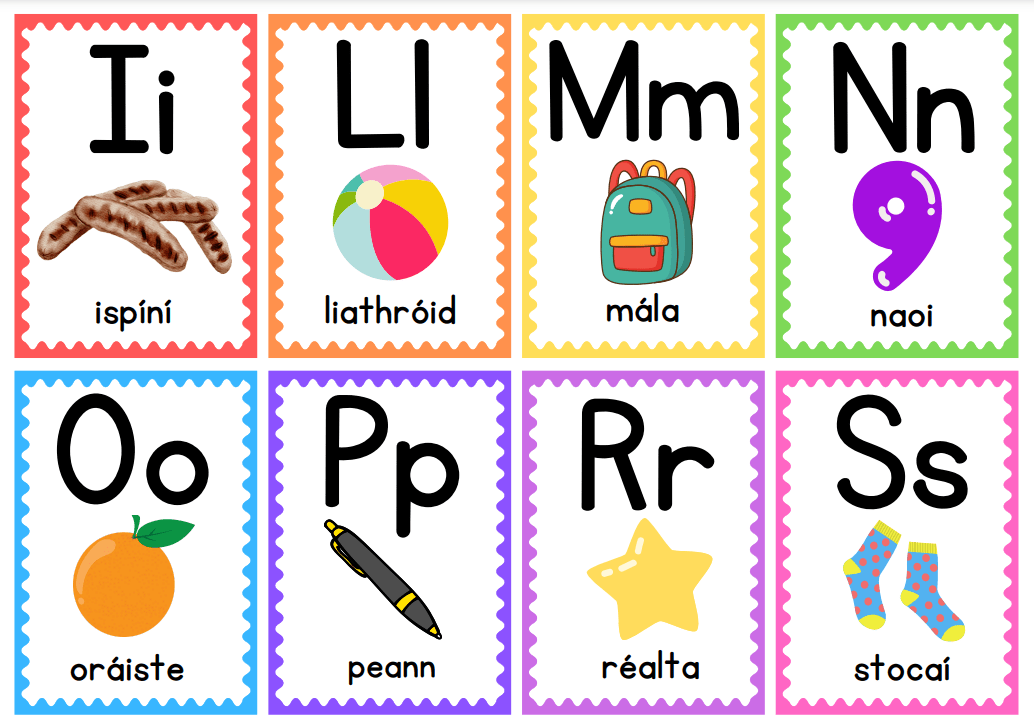 Mash > Seachtain na Gaeilge > Irish Alphabet Display and Flash Cards ...