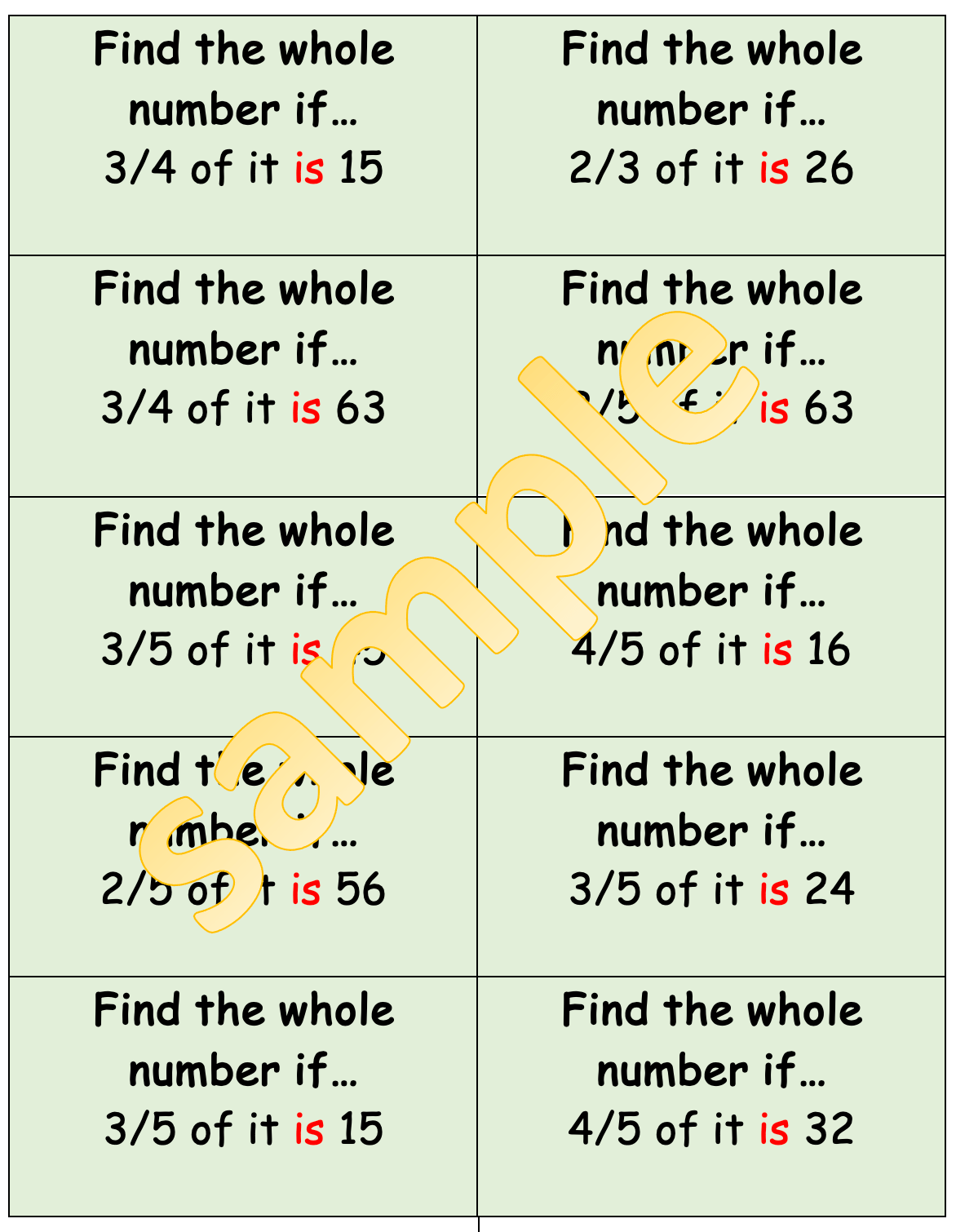 Mash > Games / Cluichí > Find the Whole Number Cards