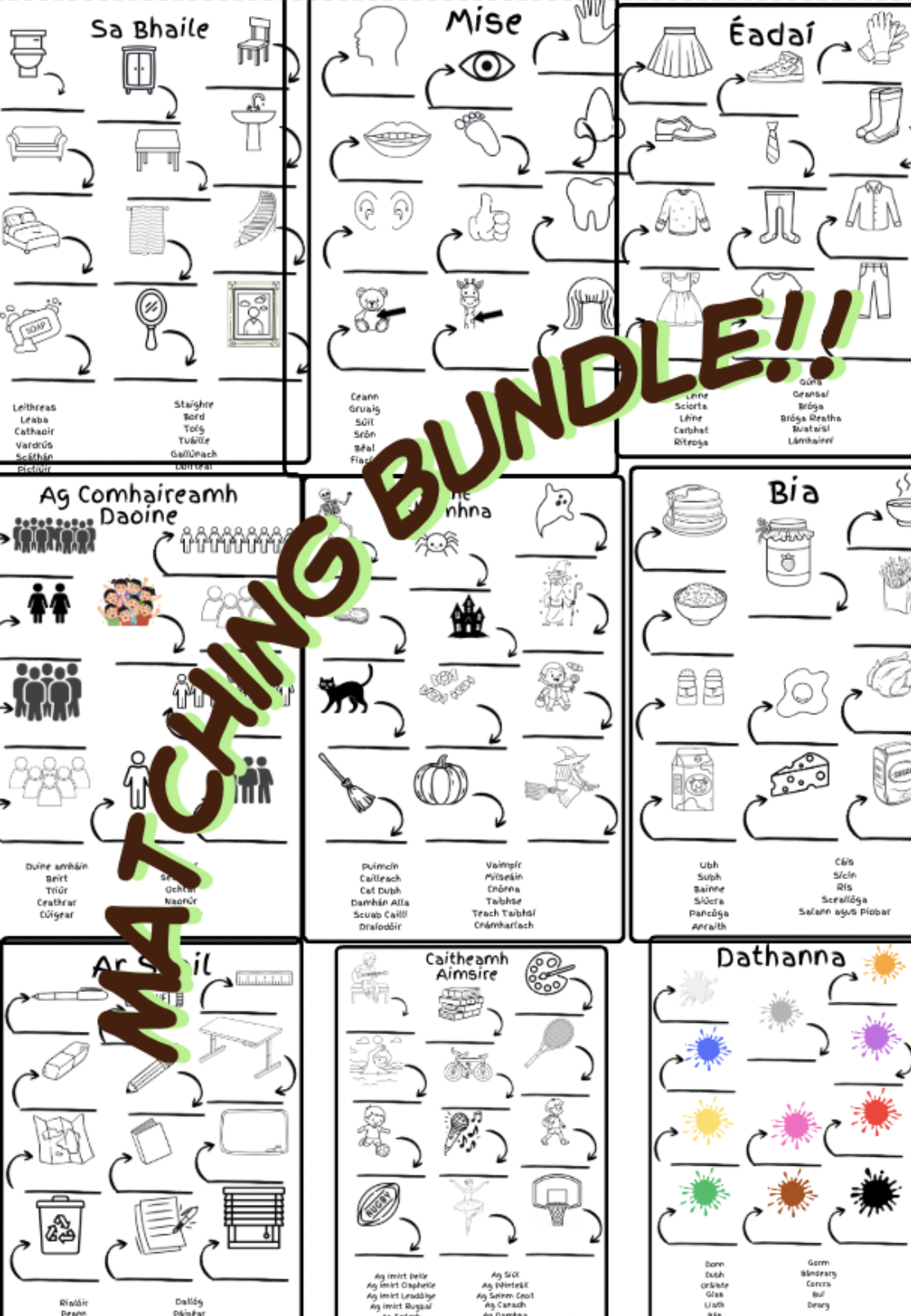 Mash > Clothes / Éadaí > 10 Gaeilge Matching sheet bundle - Éadaí, Bia ...