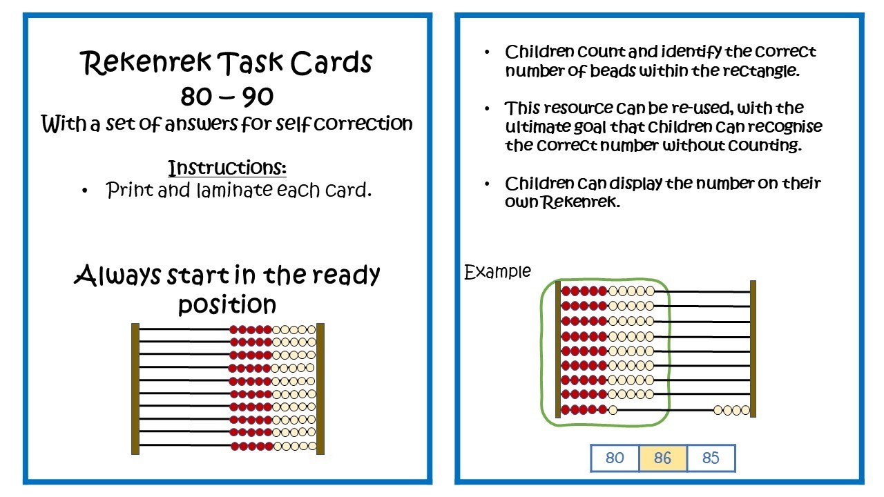 Mash > Infants > Rekenrek Identify the number 80 - 90