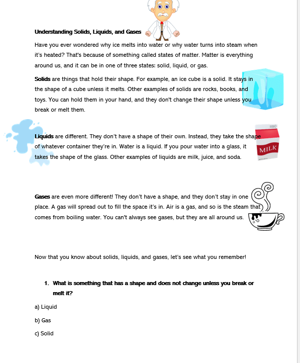 Mash > Science Week > Understanding solids liquids and gases Science ...