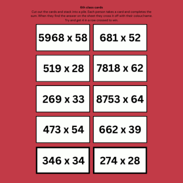 Mash > 5th / 6th Class > Long Multiplication Game