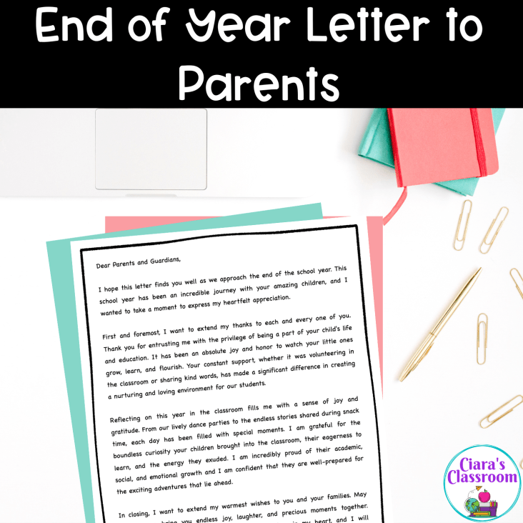 Mash > End of Year Letter to Parents From Teacher