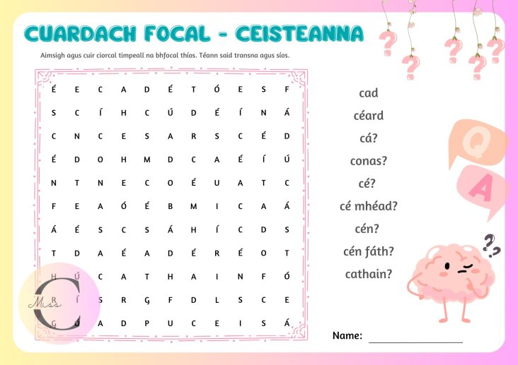 Mash > Gaelscoileanna > Ceisteanna – Question Words as Gaeilge Bundle