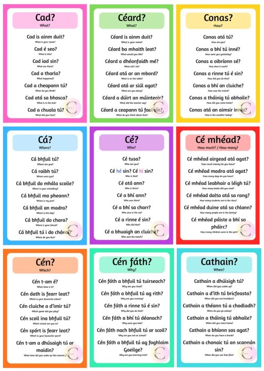 Mash > Gaelscoileanna > Ceisteanna – Question Words as Gaeilge Bundle