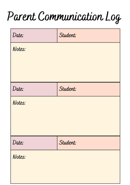 Mash > My Family / Mo Chlann > Parent Communication Log